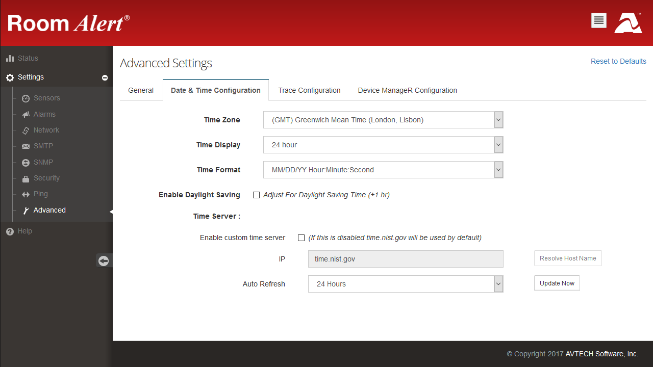 Room Alert 4ER-Server monitoring temperature, humidity, current.Room ...