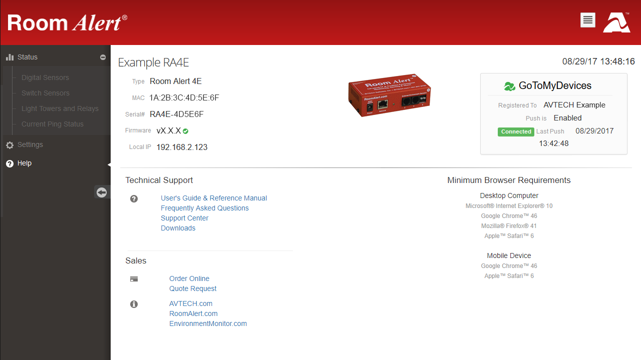 Room Alert 4E-Server überwacht Temperatur, Luftfeuchtigkeit und Strom ...