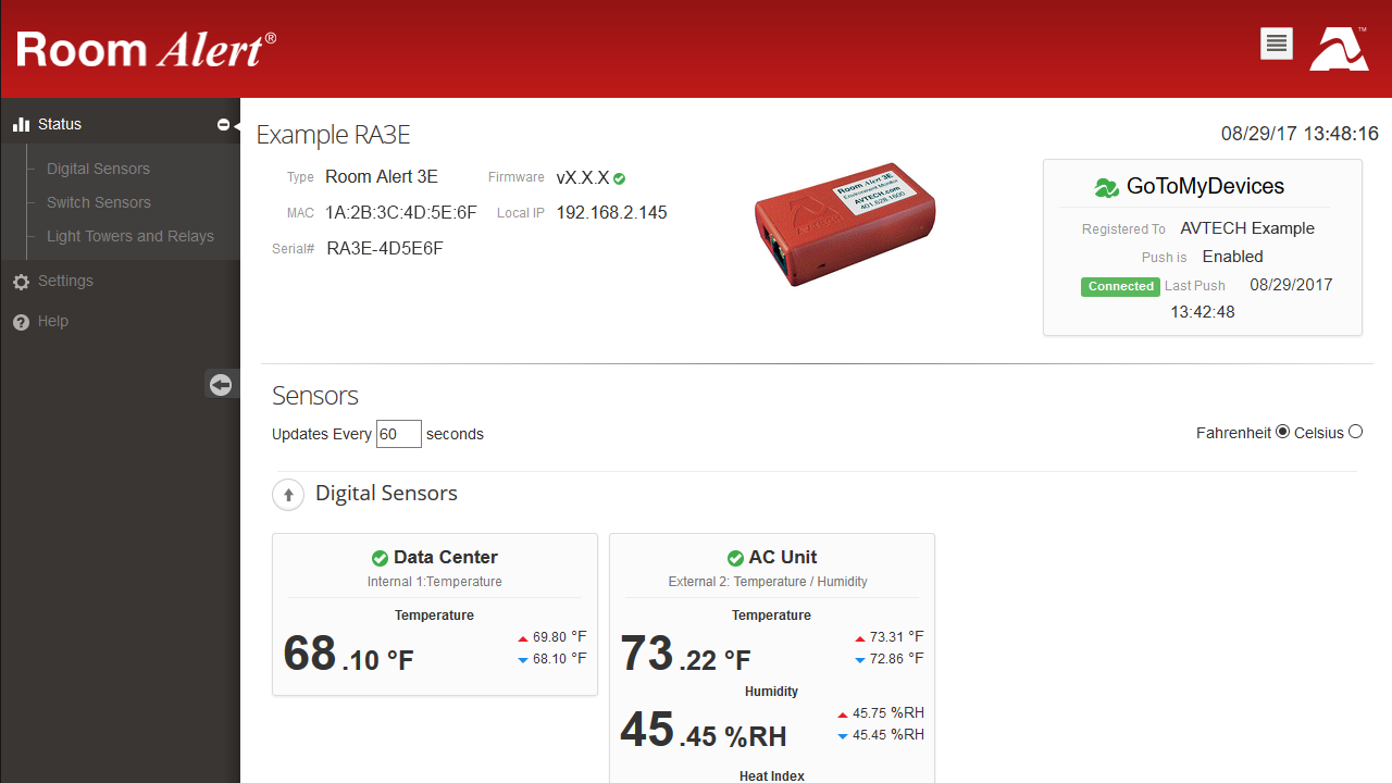 Room Alert 3E-Server überwacht Temperatur, Luftfeuchtigkeit und Strom ...